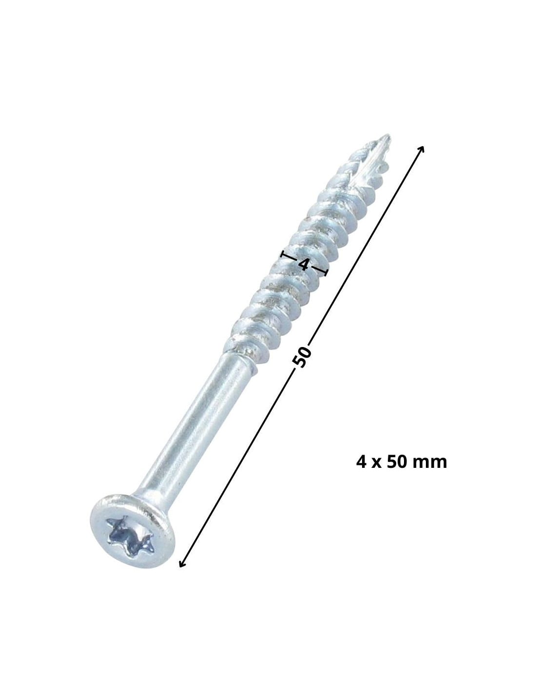 Vis bois TEKOR Tête fraisée TF Cranté 4X50 Filetée sur 30 TORX T20 ...