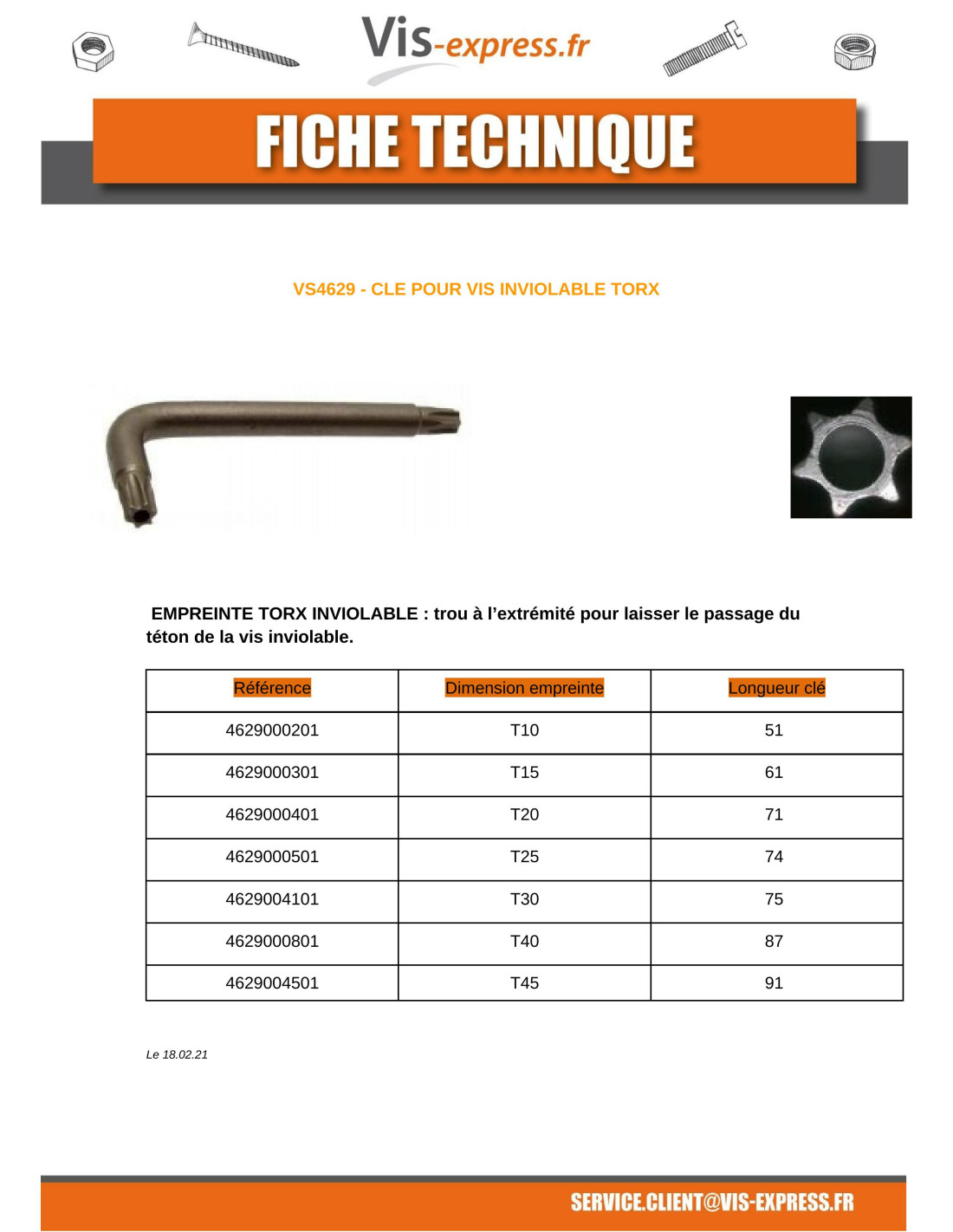 Clé Pour Vis Inviolable TORX T10 Acier zingué - Vis-expresss