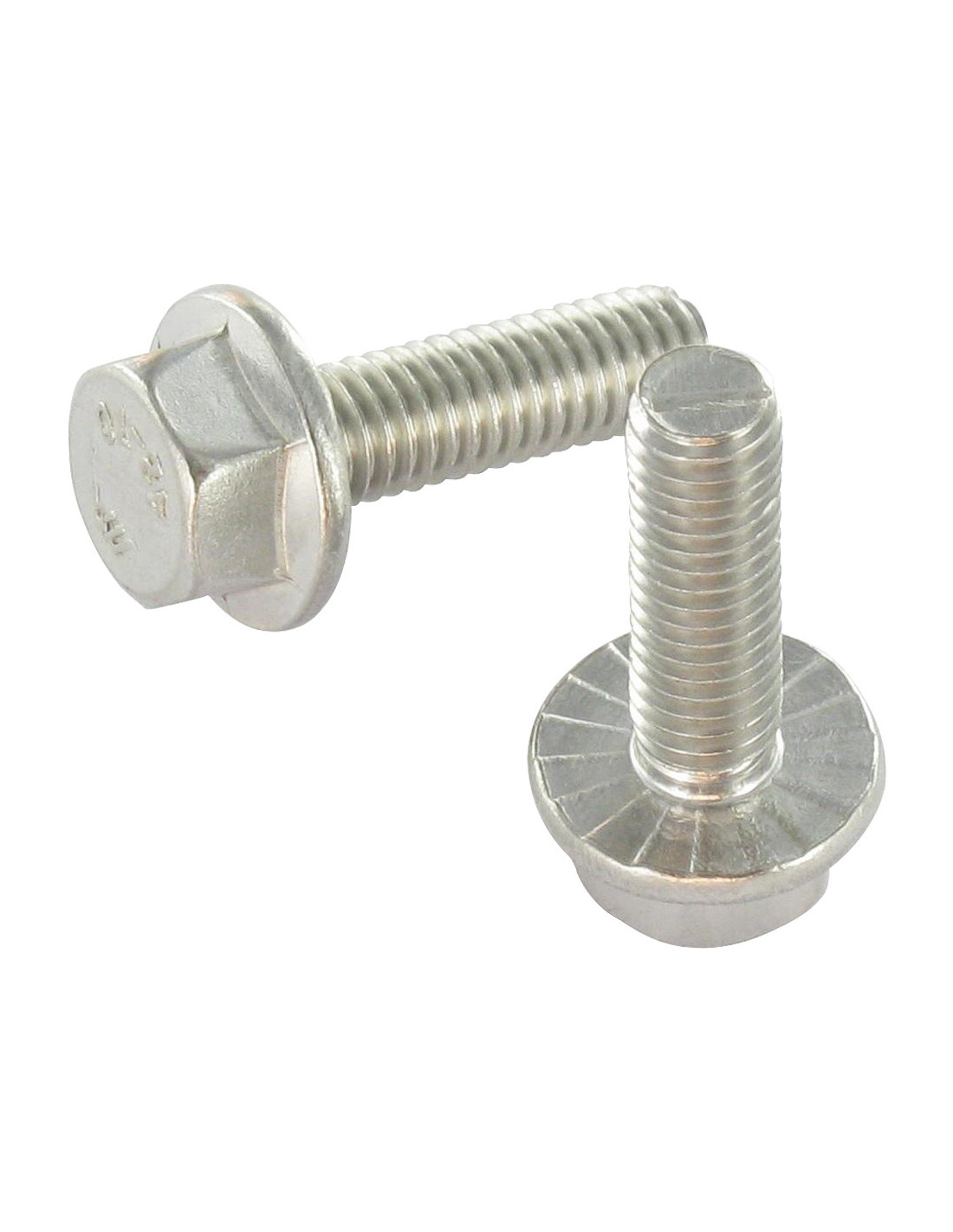 Vis métaux Tête hexagonale TH Embase collerette crantée M5X30 Inox A2